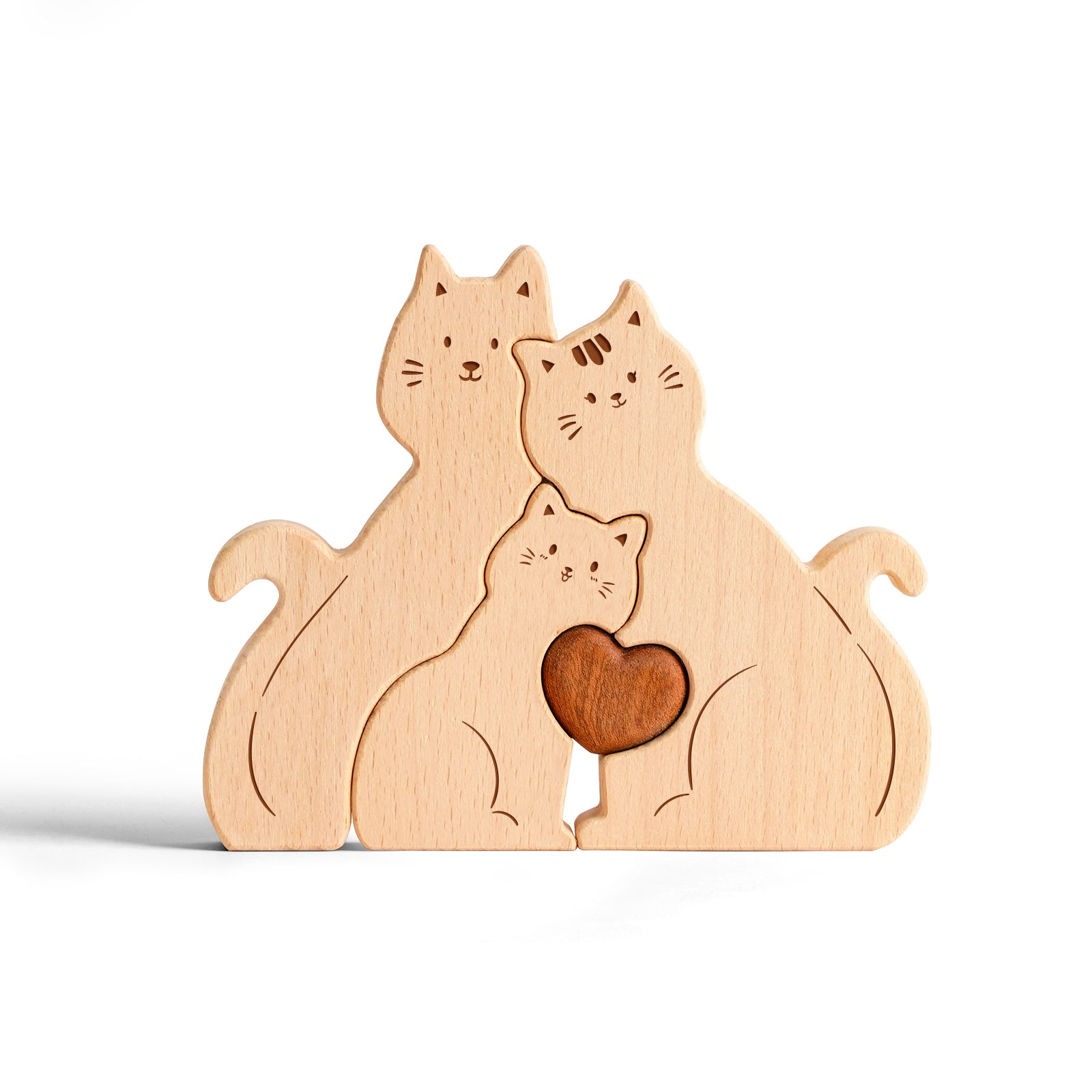 Wooden Cat Family Puzzle – UniWooder